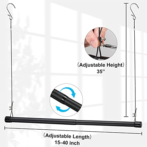 Hanging Closet Rod,15-40 Inch Adjustable Closet Hanging Organizer,35 Inch Height Space-Saving Clothes Hanging Bar,Black Closet Rod Extender…