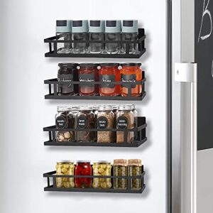 zyihao magnetic spice rack for refrigerator magnetic shelf 4pcs spice racks organizer for cabinet hanging spice rack wall mount kitchen organization and storage oven shelf fridge organizer, black