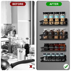 ZYIHAO Magnetic Spice Rack for Refrigerator Magnetic Shelf 4PCS Spice Racks Organizer for Cabinet Hanging Spice Rack Wall Mount Kitchen Organization and Storage Oven Shelf Fridge Organizer, Black