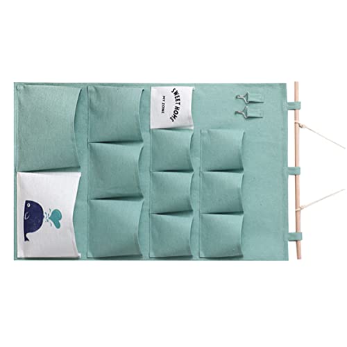 Zerodeko 2pcs Cotton Linen Wall Hanging Storage Bag Fashion Storage Pouch Wall Sundries Holder for Home Behind Door (Green)