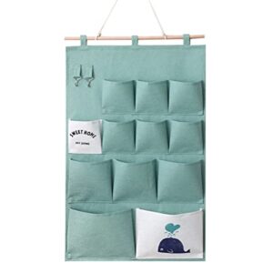 Zerodeko 2pcs Cotton Linen Wall Hanging Storage Bag Fashion Storage Pouch Wall Sundries Holder for Home Behind Door (Green)