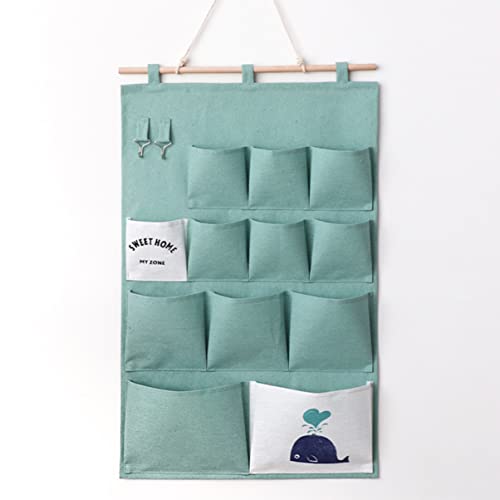 Zerodeko 2pcs Cotton Linen Wall Hanging Storage Bag Fashion Storage Pouch Wall Sundries Holder for Home Behind Door (Green)