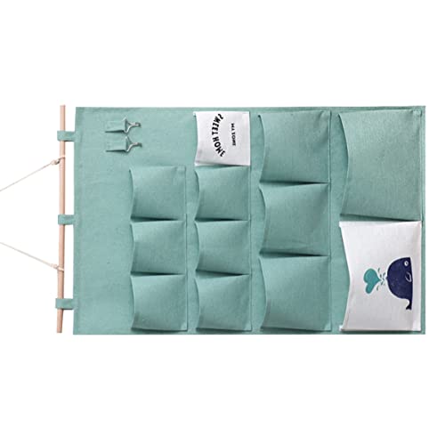 Zerodeko 2pcs Cotton Linen Wall Hanging Storage Bag Fashion Storage Pouch Wall Sundries Holder for Home Behind Door (Green)