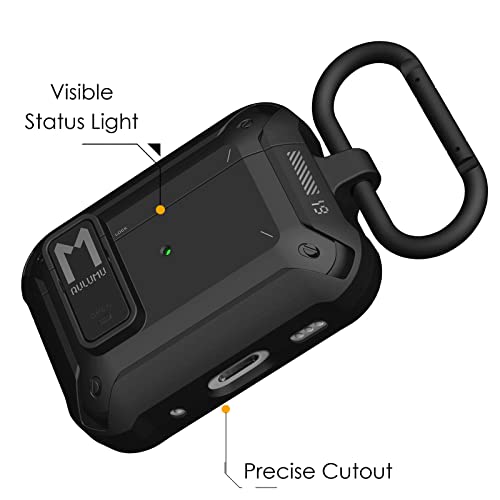 Aulumu A19 for AirPods Pro Case [2nd/1st Generation] with Lock, Full-Body Protective Tough Cover with Keychain Compatible with Apple Airpods Pro(2022/2019) Case for Men Women, Cool Design