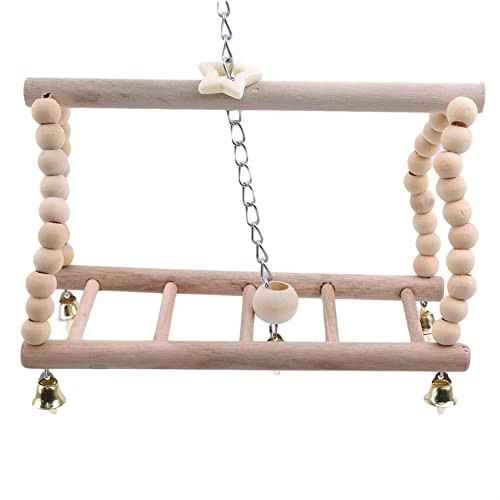 ShanLily Wooden Bird Parrot Swing Chewing Toys-Hanging Bell Bird Cage Toys Suitable for Small Parakeets, Cockatiels, Conures, Budgie,Macaws, Parrots, Love Birds