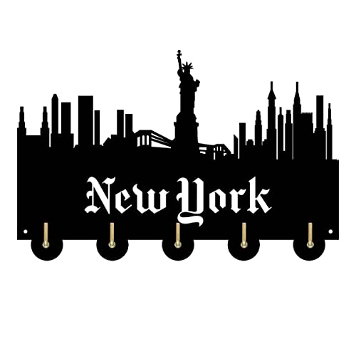 XDG New York City Attractions 2 Household Decor Wooden Wall Hooks Wall Hanger Coat Rack Keys Bags Clothes Multi-Purpose Keys Handbags Hook Gift for Designer