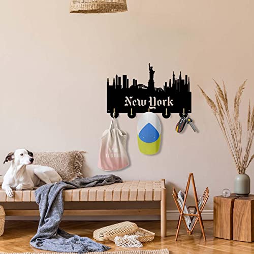 XDG New York City Attractions 2 Household Decor Wooden Wall Hooks Wall Hanger Coat Rack Keys Bags Clothes Multi-Purpose Keys Handbags Hook Gift for Designer