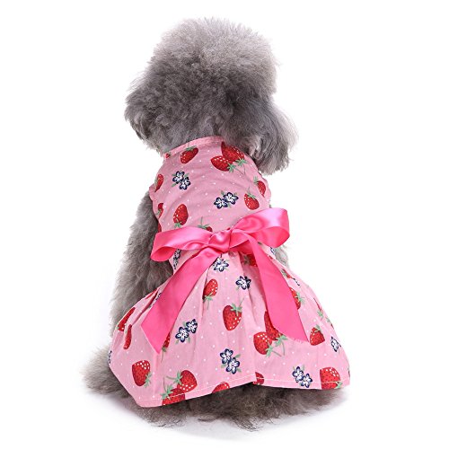 HonpraD Cat Outfits Cute Pet Print Bow Skirt Breathable Summer Sleeveless Shirt Comfortable Dog Shirt Breathable Dog Cute Puppy Outfits for Girls