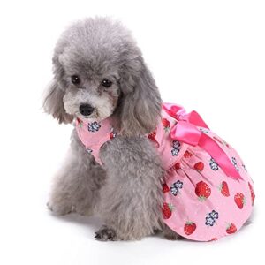 HonpraD Cat Outfits Cute Pet Print Bow Skirt Breathable Summer Sleeveless Shirt Comfortable Dog Shirt Breathable Dog Cute Puppy Outfits for Girls