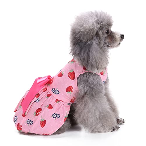 HonpraD Cat Outfits Cute Pet Print Bow Skirt Breathable Summer Sleeveless Shirt Comfortable Dog Shirt Breathable Dog Cute Puppy Outfits for Girls