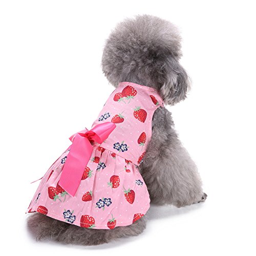 HonpraD Cat Outfits Cute Pet Print Bow Skirt Breathable Summer Sleeveless Shirt Comfortable Dog Shirt Breathable Dog Cute Puppy Outfits for Girls