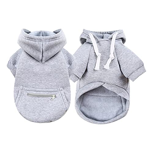 Puppies Clothes for Small Dogs Pet Autumn and Winter Cute Warm Zipper Pocket Sweatshirt Gray Tops Cats Hoodies Pet Clothes Olive Dog Sweater