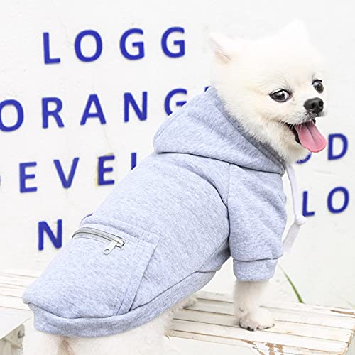 Puppies Clothes for Small Dogs Pet Autumn and Winter Cute Warm Zipper Pocket Sweatshirt Gray Tops Cats Hoodies Pet Clothes Olive Dog Sweater