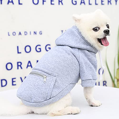 Puppies Clothes for Small Dogs Pet Autumn and Winter Cute Warm Zipper Pocket Sweatshirt Gray Tops Cats Hoodies Pet Clothes Olive Dog Sweater