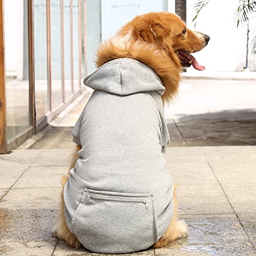 Puppies Clothes for Small Dogs Pet Autumn and Winter Cute Warm Zipper Pocket Sweatshirt Gray Tops Cats Hoodies Pet Clothes Olive Dog Sweater