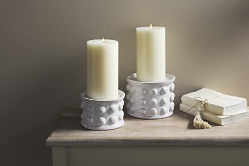 Mud Pie Beaded Pillar Holder, White