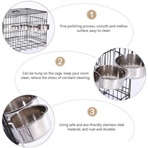 2 Sets Steel for Pigeon Cockatiel Coop Parrots Container Crate Tableware Holder Bunny Water with Budgie Cup Parrot Dispenser Rack Wire Squirrel Cage Cups Cat Hook Bowl Birds