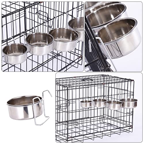 2 Sets Steel for Pigeon Cockatiel Coop Parrots Container Crate Tableware Holder Bunny Water with Budgie Cup Parrot Dispenser Rack Wire Squirrel Cage Cups Cat Hook Bowl Birds