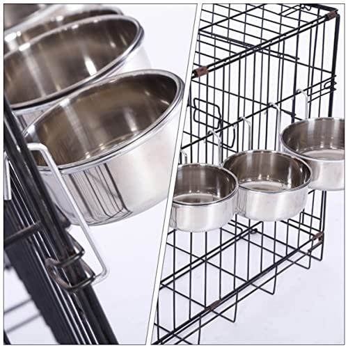 2 Sets Steel for Pigeon Cockatiel Coop Parrots Container Crate Tableware Holder Bunny Water with Budgie Cup Parrot Dispenser Rack Wire Squirrel Cage Cups Cat Hook Bowl Birds