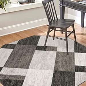 Unique Loom Autumn Collection Area Rug - Providence (5' 3" Octagon, Gray/ Ivory)