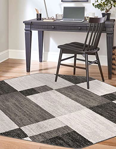 Unique Loom Autumn Collection Area Rug - Providence (5' 3" Octagon, Gray/ Ivory)