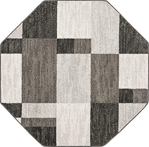 Unique Loom Autumn Collection Area Rug - Providence (5' 3" Octagon, Gray/ Ivory)