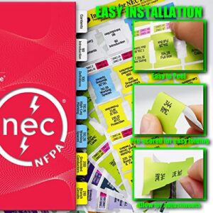 2020/2023 National Electrical Code (NEC) Self-AdhesiveTabs, Color-Coded and Laminated, NEC Tabs with Ohm's Law Stickers and Wire Chart, (Book not Included)