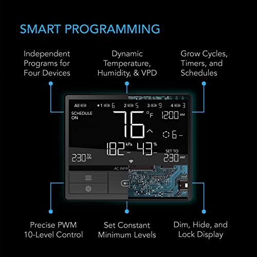 AC Infinity Controller 69 PRO, Smart Environmental Controller with Temperature, Humidity, VPD, Timer, Cycle, Schedule Controls, for Grow Tent Cooling Ventilation Lighting