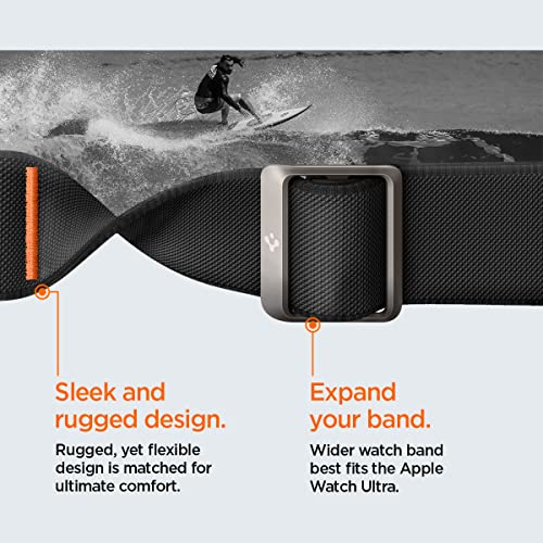 Spigen Lite Fit Ultra Band Designed for Apple Watch Band for Apple Watch Ultra2/Apple Watch Ultra 49mm, Series 9/8/SE2/7/6/SE/5/4/3/2/1 45mm/44mm/42mm Nylon Solo Loop - Black