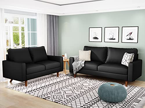 Meeyar Couches for Living Room,70''Width Comfy Sofa 3 Seater Sofa for Living Room 3 Seater Comfy Couch Room Couch for Bedroom Sofa for Office,Black