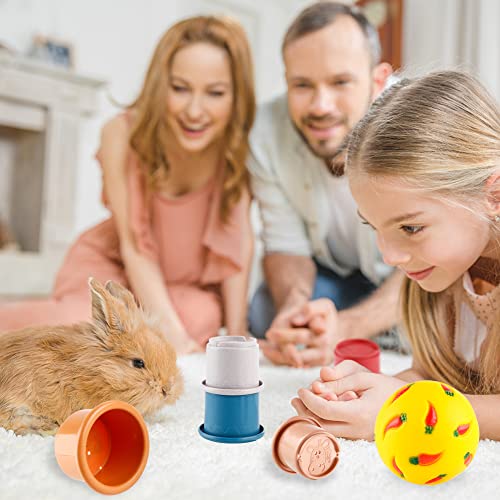 CheeFun Stacking Cups for Rabbit Toys - 9 Pack Plastic Snack Cup and Treat Ball Bunny Toys Supplies - Rabbit Toys for Bunnies