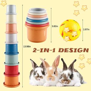 CheeFun Stacking Cups for Rabbit Toys - 9 Pack Plastic Snack Cup and Treat Ball Bunny Toys Supplies - Rabbit Toys for Bunnies