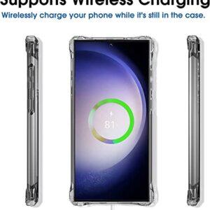 amCase (2 Pack) Clear Case [Anti-Yellowing] Compatible with Samsung Galaxy S23 Ultra 5G (6.8", 2023), Support Wireless Charging, Shockproof Protective