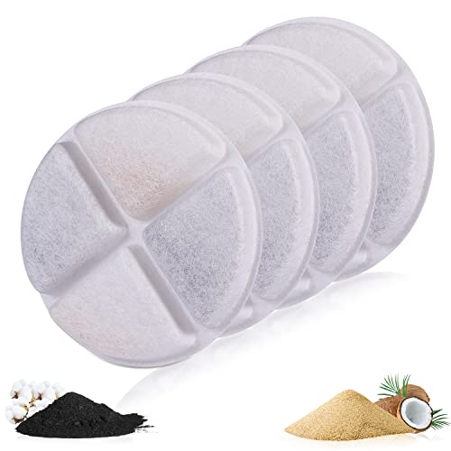 4pcs Cat Fountain Filters, Pet Water Fountain Filter Replacement Fit for 101oz/ 3 Liter Round Pet Water Fountain Filter Soft Cat Fountain Filter Sponge Pet Fountain Accessories