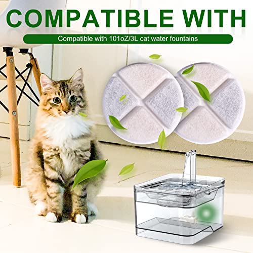 4pcs Cat Fountain Filters, Pet Water Fountain Filter Replacement Fit for 101oz/ 3 Liter Round Pet Water Fountain Filter Soft Cat Fountain Filter Sponge Pet Fountain Accessories