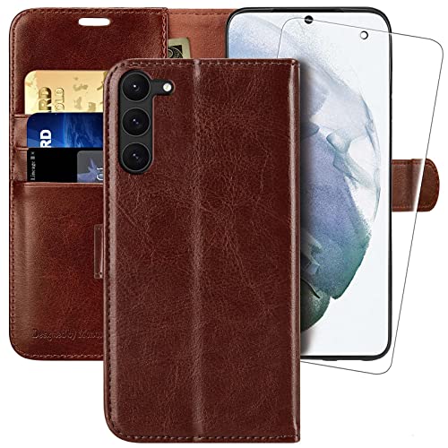 MONASAY Wallet Case for Galaxy S23+Plus 5G,[RFID Blocking] Flip Folio Leather Cell Phone Cover with Credit Card Holder for Samsung Galaxy S23+Plus 5G 6.6 inch, Brown