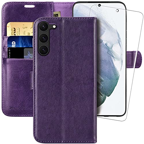 MONASAY Wallet Case for Galaxy S23+Plus 5G,[RFID Blocking] Flip Folio Leather Cell Phone Cover with Credit Card Holder for Samsung Galaxy S23+Plus 5G 6.6 inch, Purple