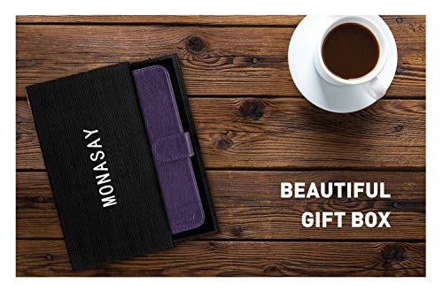 MONASAY Wallet Case for Galaxy S23+Plus 5G,[RFID Blocking] Flip Folio Leather Cell Phone Cover with Credit Card Holder for Samsung Galaxy S23+Plus 5G 6.6 inch, Purple