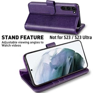 MONASAY Wallet Case for Galaxy S23+Plus 5G,[RFID Blocking] Flip Folio Leather Cell Phone Cover with Credit Card Holder for Samsung Galaxy S23+Plus 5G 6.6 inch, Purple