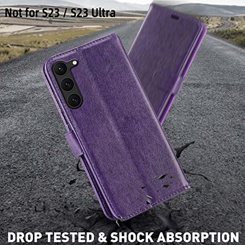 MONASAY Wallet Case for Galaxy S23+Plus 5G,[RFID Blocking] Flip Folio Leather Cell Phone Cover with Credit Card Holder for Samsung Galaxy S23+Plus 5G 6.6 inch, Purple