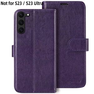 MONASAY Wallet Case for Galaxy S23+Plus 5G,[RFID Blocking] Flip Folio Leather Cell Phone Cover with Credit Card Holder for Samsung Galaxy S23+Plus 5G 6.6 inch, Purple