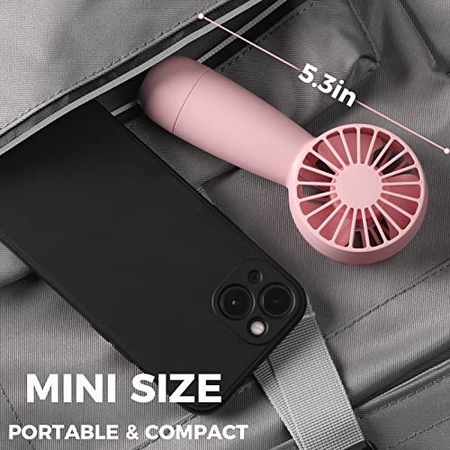 Handheld Fan Mini Portable Fan, 8-25 Hours Personal Hand Held Fan, USB Rechargeable Small Portable Fan, 3 Speeds Battery Operated Pocket Mini Fan, Powerful Makeup Eyelash Fan for Travel Indoor Outdoor