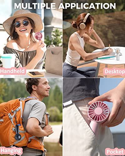 Handheld Fan Mini Portable Fan, 8-25 Hours Personal Hand Held Fan, USB Rechargeable Small Portable Fan, 3 Speeds Battery Operated Pocket Mini Fan, Powerful Makeup Eyelash Fan for Travel Indoor Outdoor