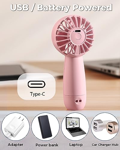 Handheld Fan Mini Portable Fan, 8-25 Hours Personal Hand Held Fan, USB Rechargeable Small Portable Fan, 3 Speeds Battery Operated Pocket Mini Fan, Powerful Makeup Eyelash Fan for Travel Indoor Outdoor