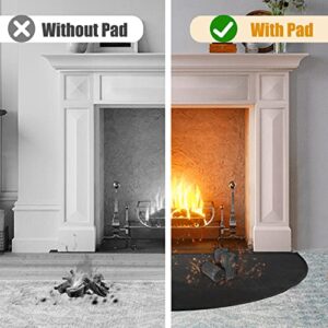 Fireplace Mat Fire Resistant, Wood Burning Stove Floor Protector, Fireproof Hearth Rug Protect Floors from Sparks Embers, 42x24 Inch Half Round