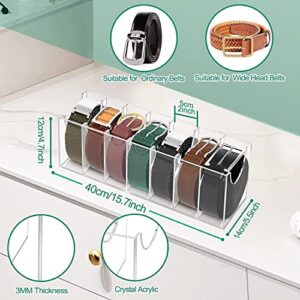 JUBAOLEA Belt Organizer, Acrylic 7 Layers Belt Container Storage Holder Storage Organizer, Clear Belt Display Case for Belt, Watches, Tie and Bow Tie, Jewelry, Bracelets Closet Accessories