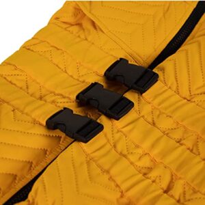 Warm Dog Coat Double Layers Dog Vest, 4 Legs Covered Windproof Waterproof Reflective Warm Dog Vest Outdoor Skating Dog Costume for Small Medium Large Dogs Yellow XXL