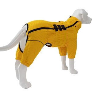 Warm Dog Coat Double Layers Dog Vest, 4 Legs Covered Windproof Waterproof Reflective Warm Dog Vest Outdoor Skating Dog Costume for Small Medium Large Dogs Yellow XXL