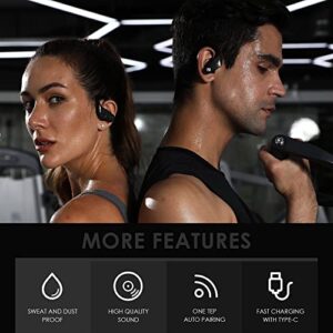 PALOVUE Wireless Earbuds Bluetooth 5.2 Headphones, Noise Cancelling and Waterproof Ear Buds with Earhooks Compatible with iPhone Android for Sport Workout Running