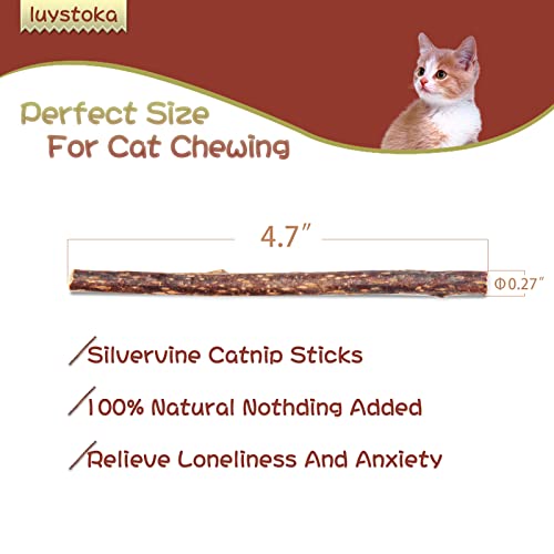 Luystoka [ 30pcs] Silvervine Sticks, Cat Chew Stick, Catnip Toys, Matatabi Sticks for Indoor Cats,Kitty, Wooden Dental Sticks, Kitten Teething Interactive Wand Toys for Cats